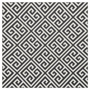 Greek Key, black and white Fabric | Zazzle