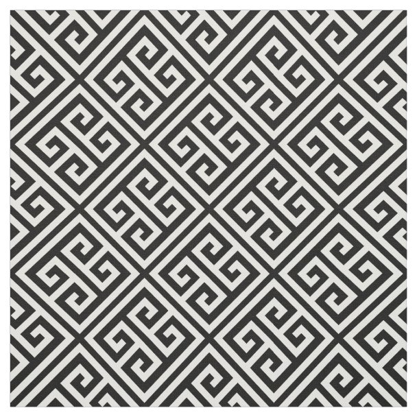 Greek Key, black and white Fabric | Zazzle