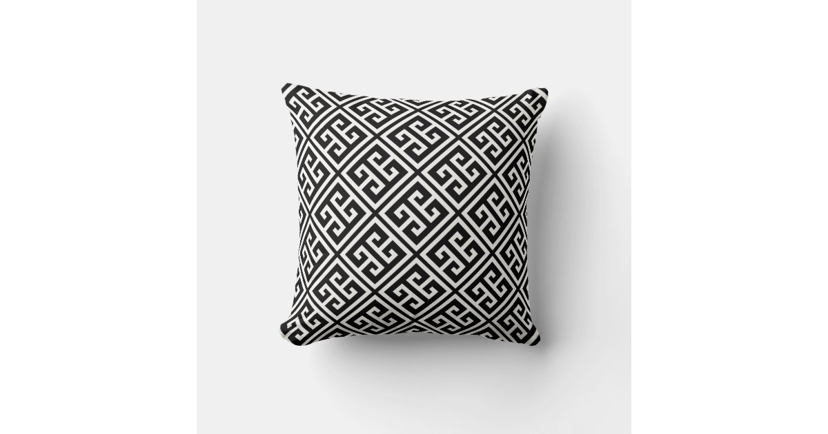 Black and White Greek Key Pattern Throw Pillow | Zazzle