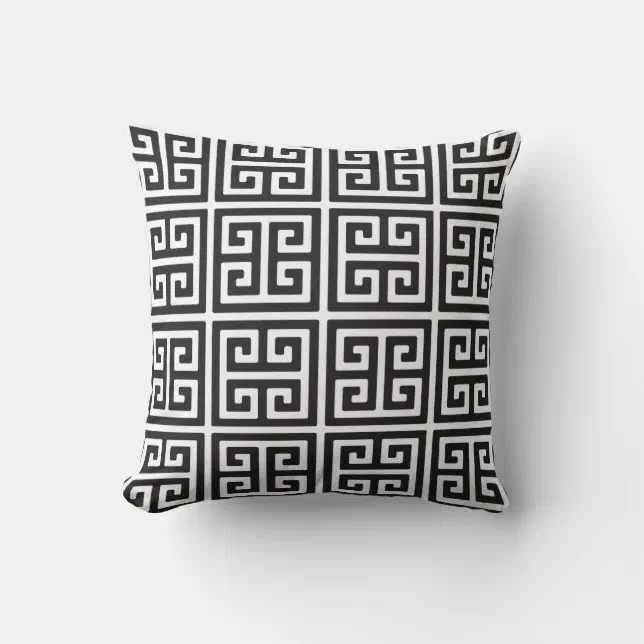 Black and White Greek Key Throw Pillow | Zazzle