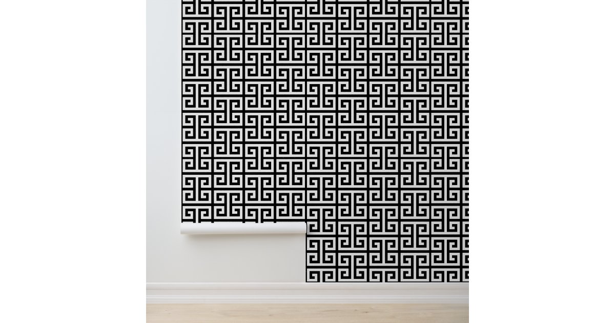 Black and White Greek Key Wallpaper | Zazzle