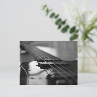 Black and White Guitar Postcard | Zazzle