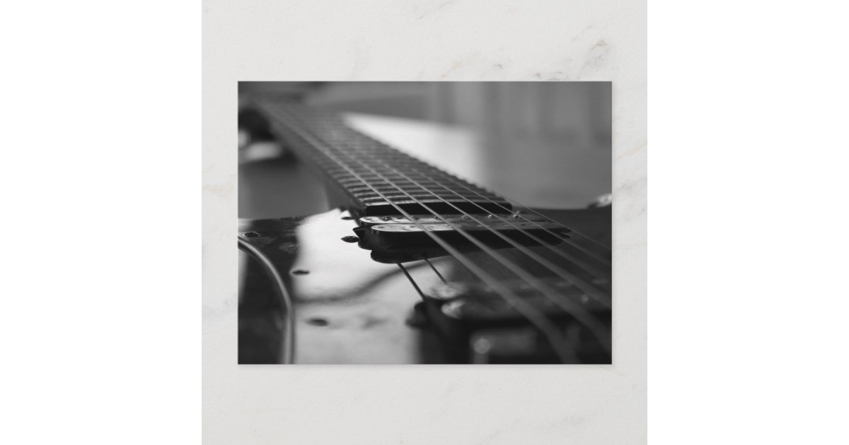 Black and White Guitar Postcard | Zazzle