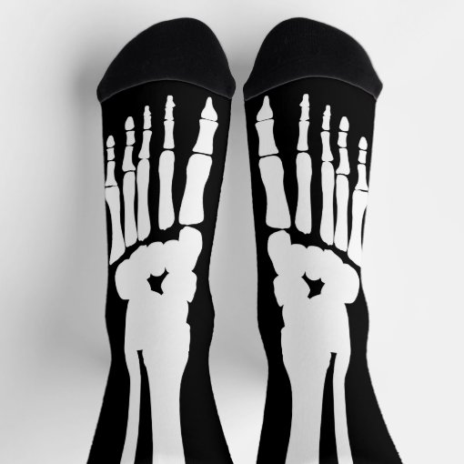 Black and White Halloween Skeleton Foot Spooky Socks | Zazzle