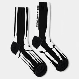 Black and White Halloween Skeleton Foot Spooky Socks | Zazzle
