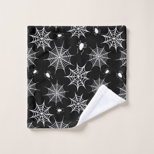 Black and White Halloween Spiders Cobwebs Bath Towel Set | Zazzle