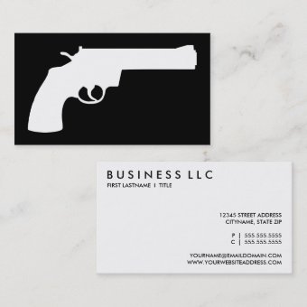 black and white hand gun business card | Zazzle
