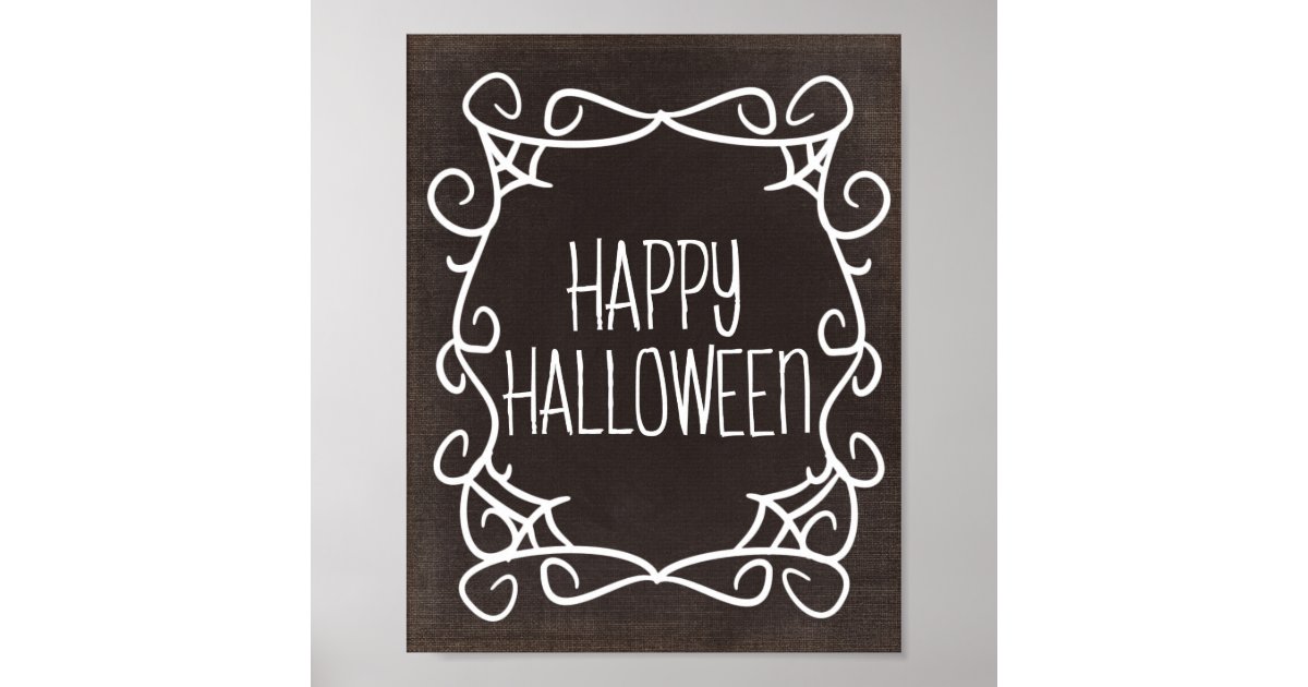 Black and White Happy Halloween Poster | Zazzle.com