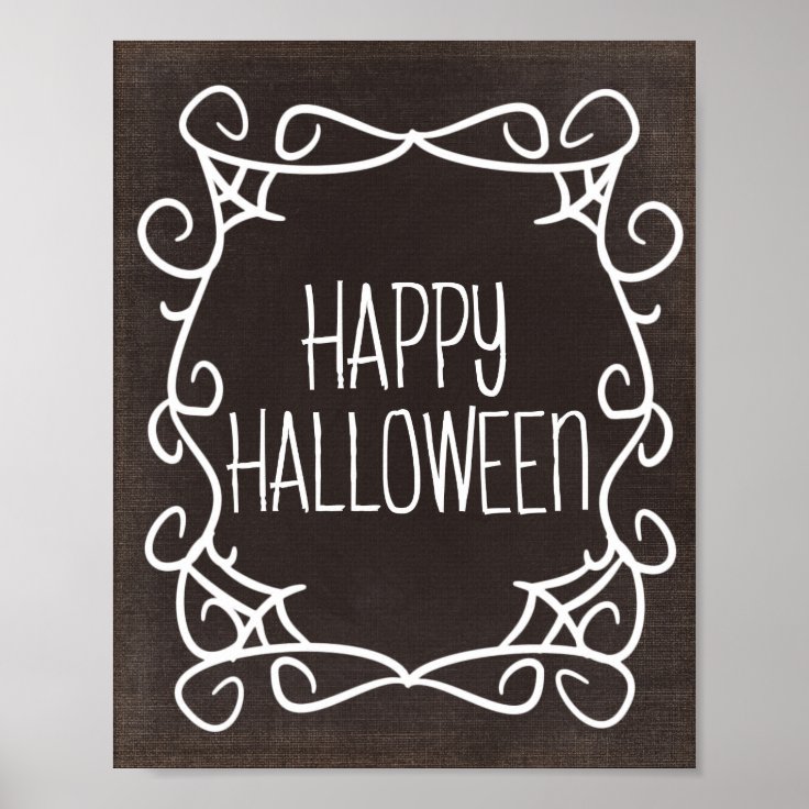 Black and White Happy Halloween Poster | Zazzle