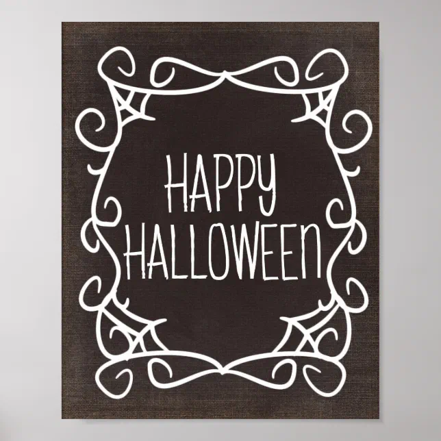 Black and White Happy Halloween Poster | Zazzle