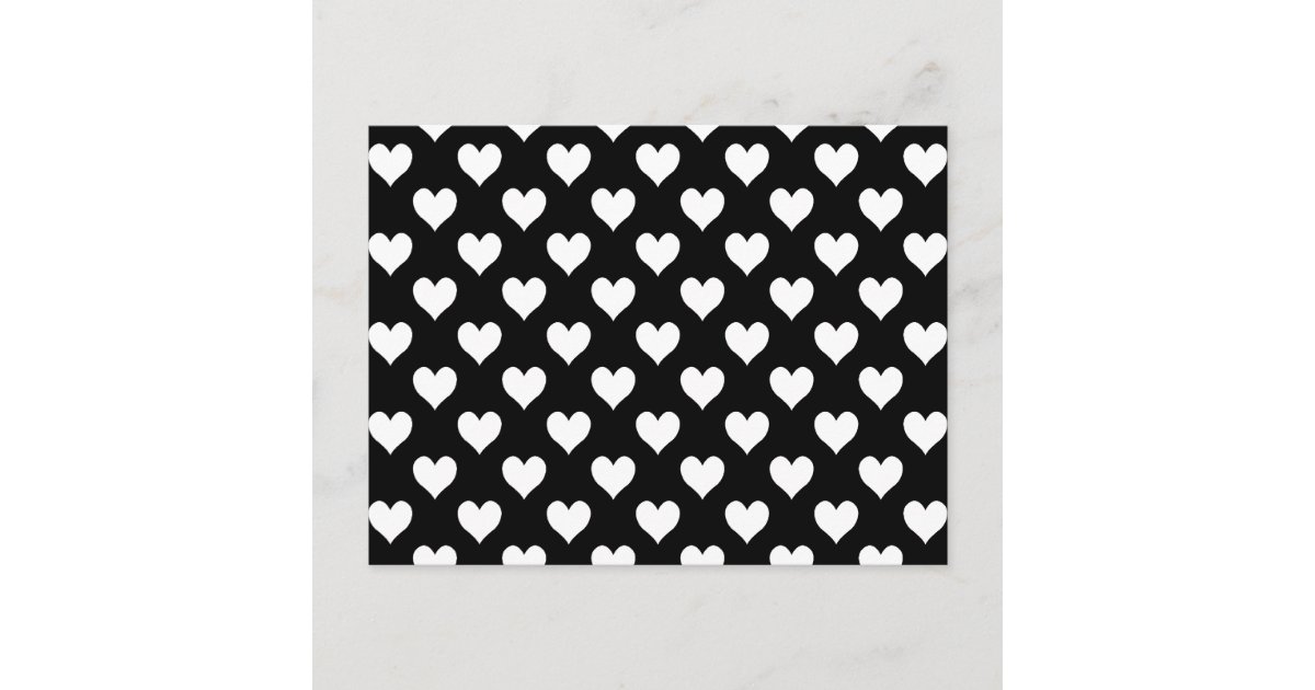 Black and White Heart Pattern Postcard | Zazzle
