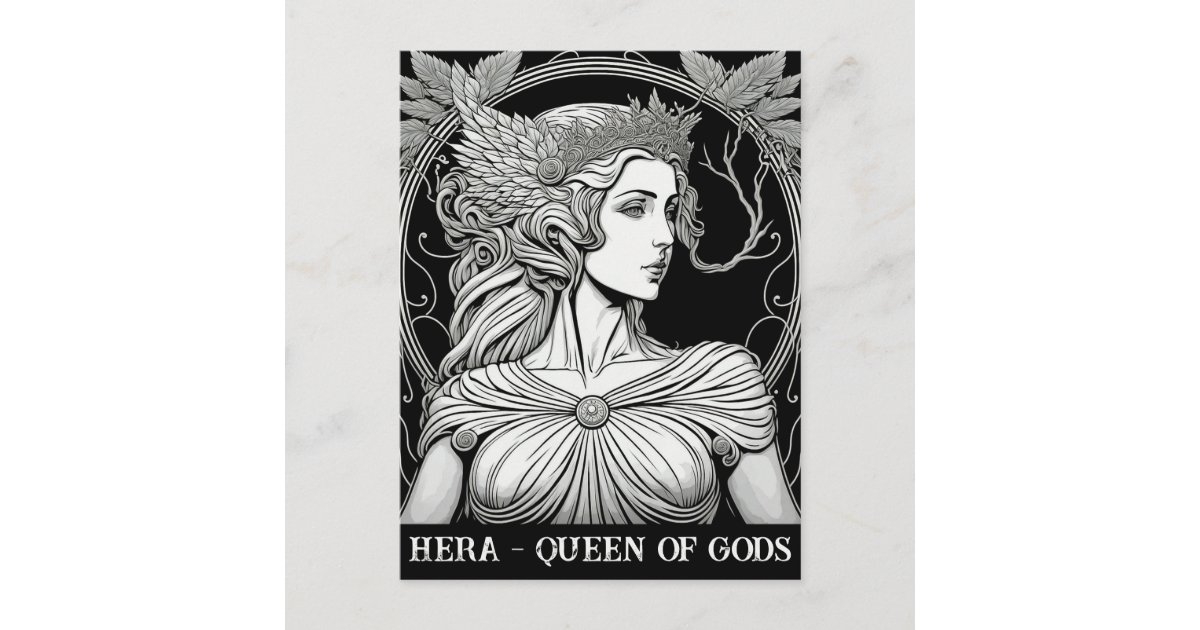 Black and White Hera Queen of the Gods Postcard | Zazzle