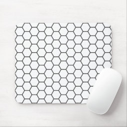 Black and White Hexagon Geometric Pattern Mouse Pad | Zazzle
