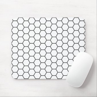 Black and White Hexagon Geometric Pattern Mouse Pad | Zazzle