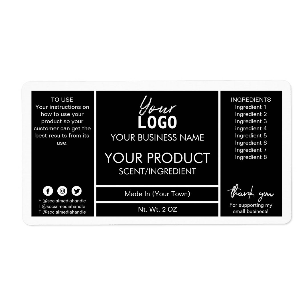 Black And White Homemade Product Labels | Zazzle