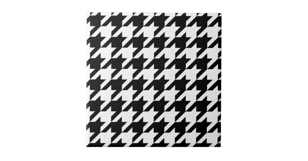 Black and White Houndstooth Ceramic Tile | Zazzle