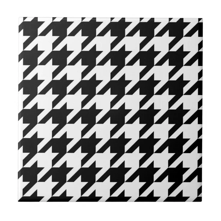 Black and White Houndstooth Ceramic Tile | Zazzle