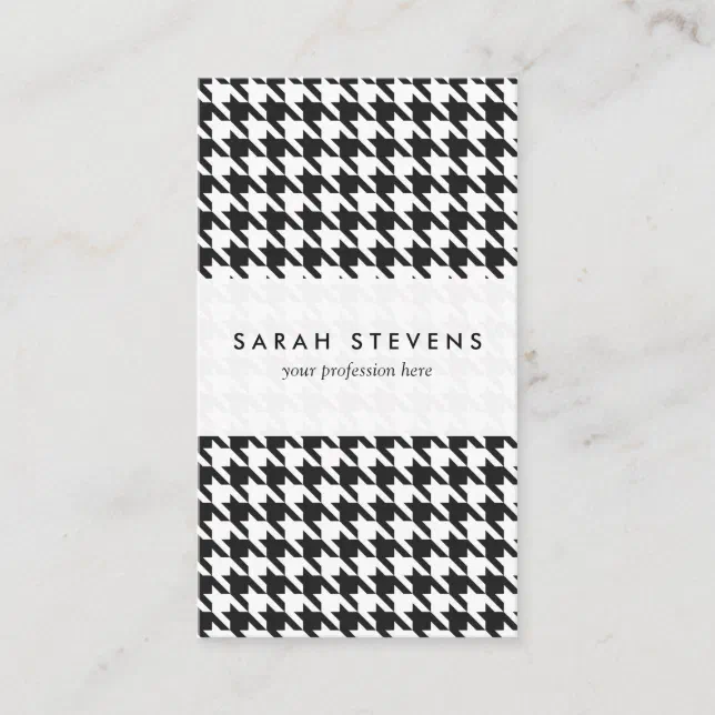 Black and White Houndstooth Pattern Business Card | Zazzle