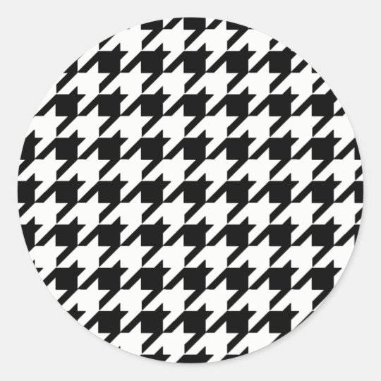 Black and White Houndstooth Pattern Classic Round Sticker | Zazzle.com