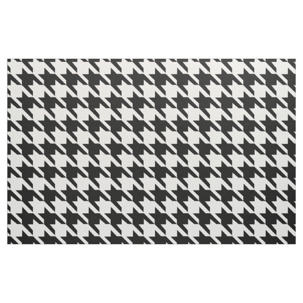 Black and White Houndstooth Geometric Pattern Fabric | Zazzle