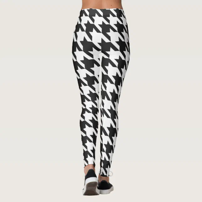 Black and White Houndstooth Pattern Leggings | Zazzle