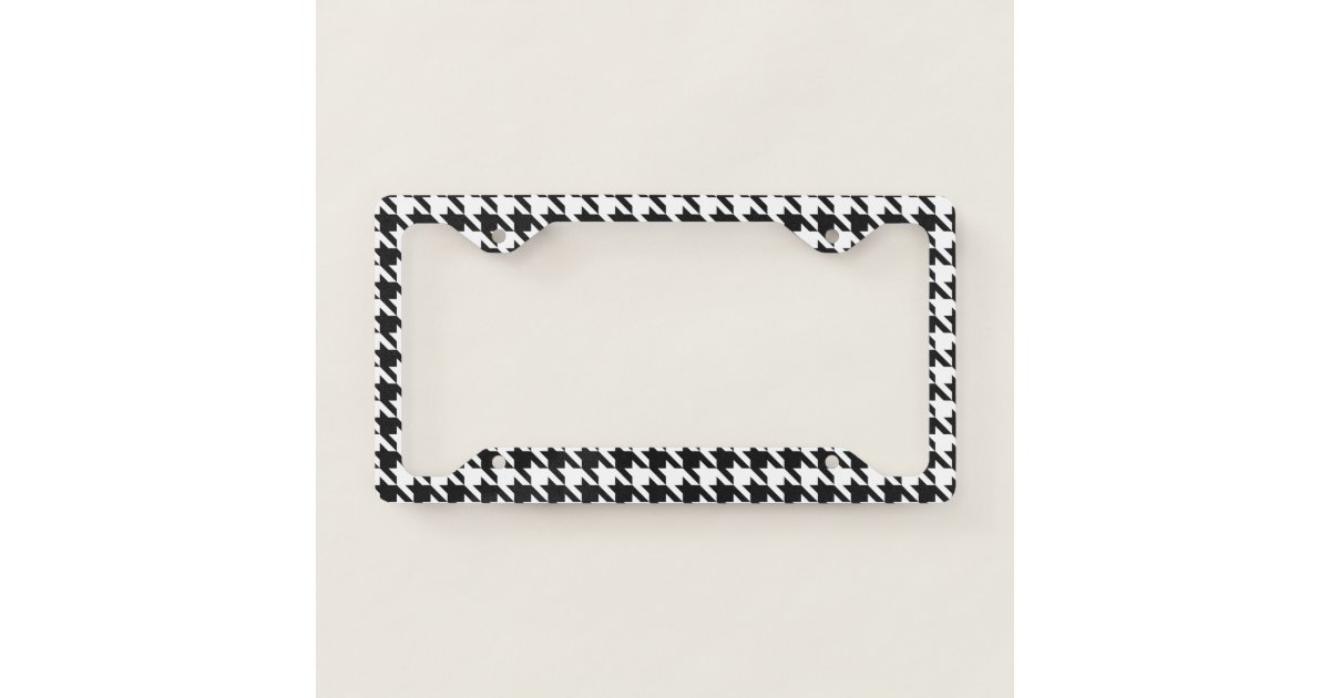 Black and White Houndstooth Pattern License Plate Frame | Zazzle