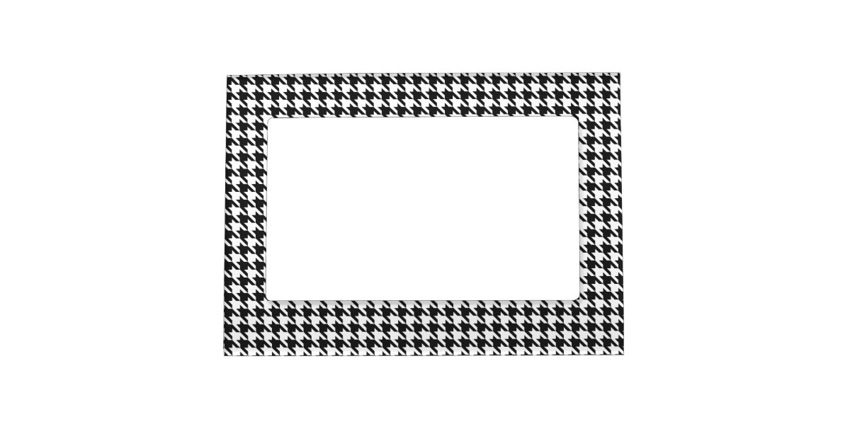 Black and White Houndstooth Pattern Magnetic Picture Frame | Zazzle