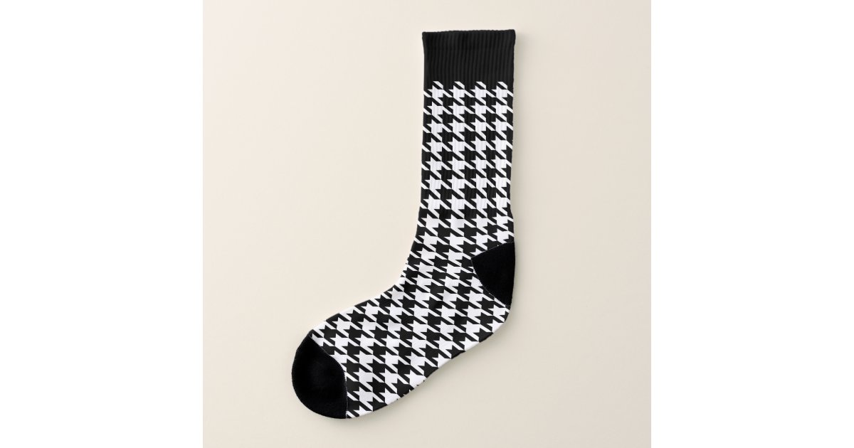 Black and white Houndstooth pattern Socks | Zazzle