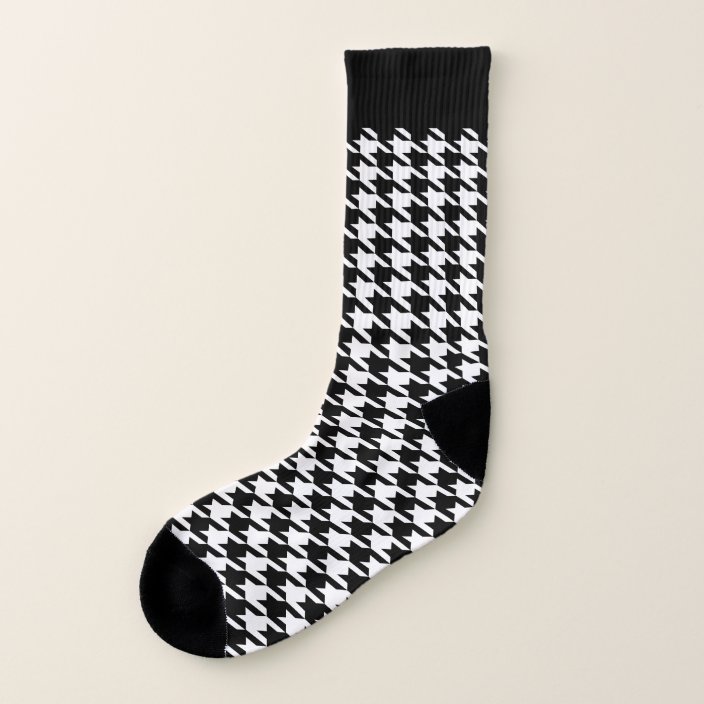 Black and white Houndstooth pattern Socks | Zazzle