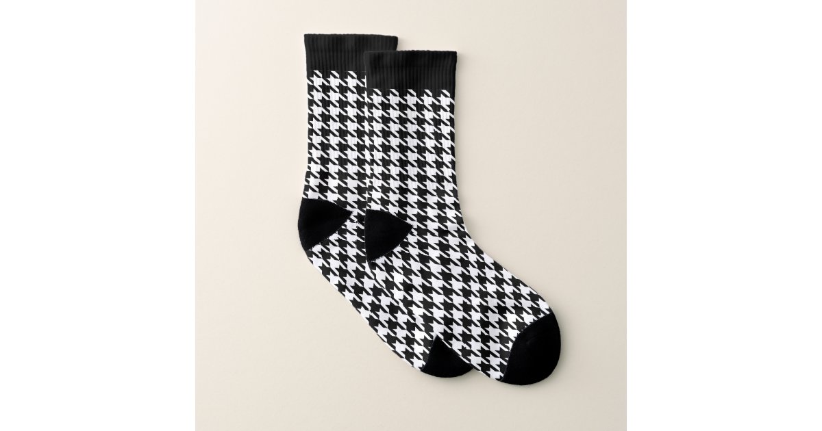 Black and white Houndstooth pattern Socks | Zazzle