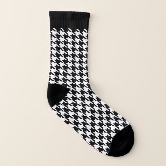 Black and white Houndstooth pattern Socks | Zazzle