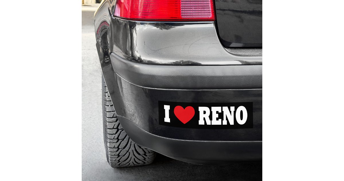 Black and White I Love Reno Bumper Sticker | Zazzle