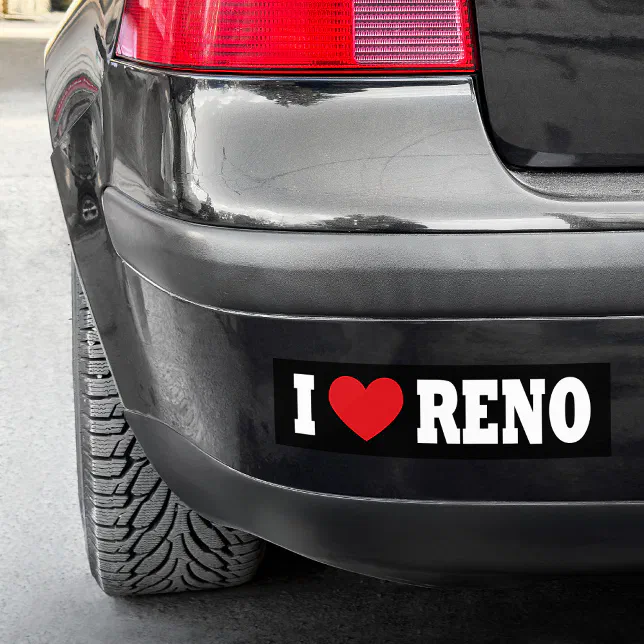 Black and White I Love Reno Bumper Sticker | Zazzle