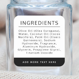 Black and white ingredient listing product label | Zazzle