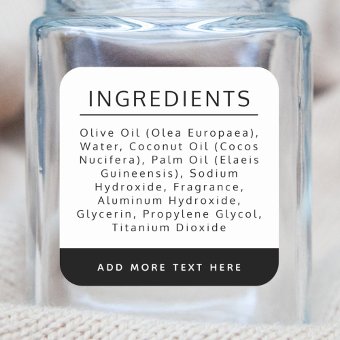 Black and white ingredient listing product label | Zazzle