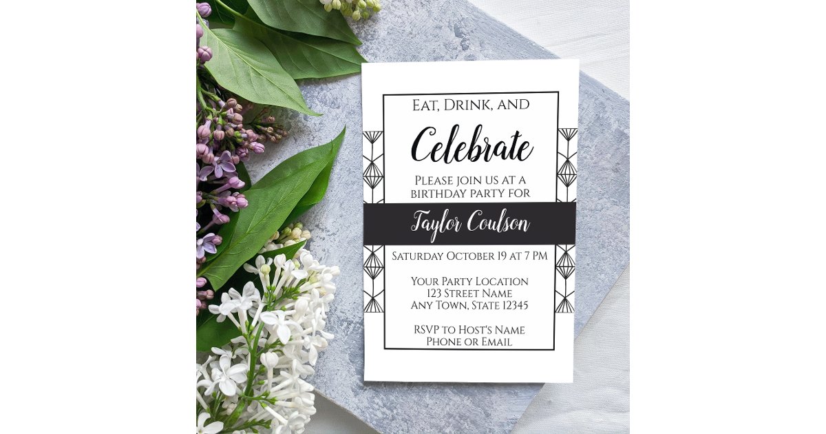 Black and White Invitation | Zazzle