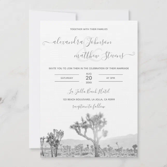 Black and white Joshua Tree Wedding Invitation | Zazzle