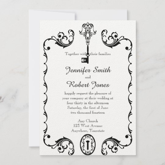 Black and White Key Wedding Invitation | Zazzle.com