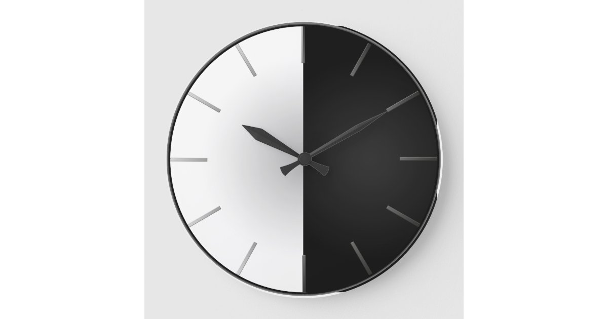 Black and White Large Clock | Zazzle