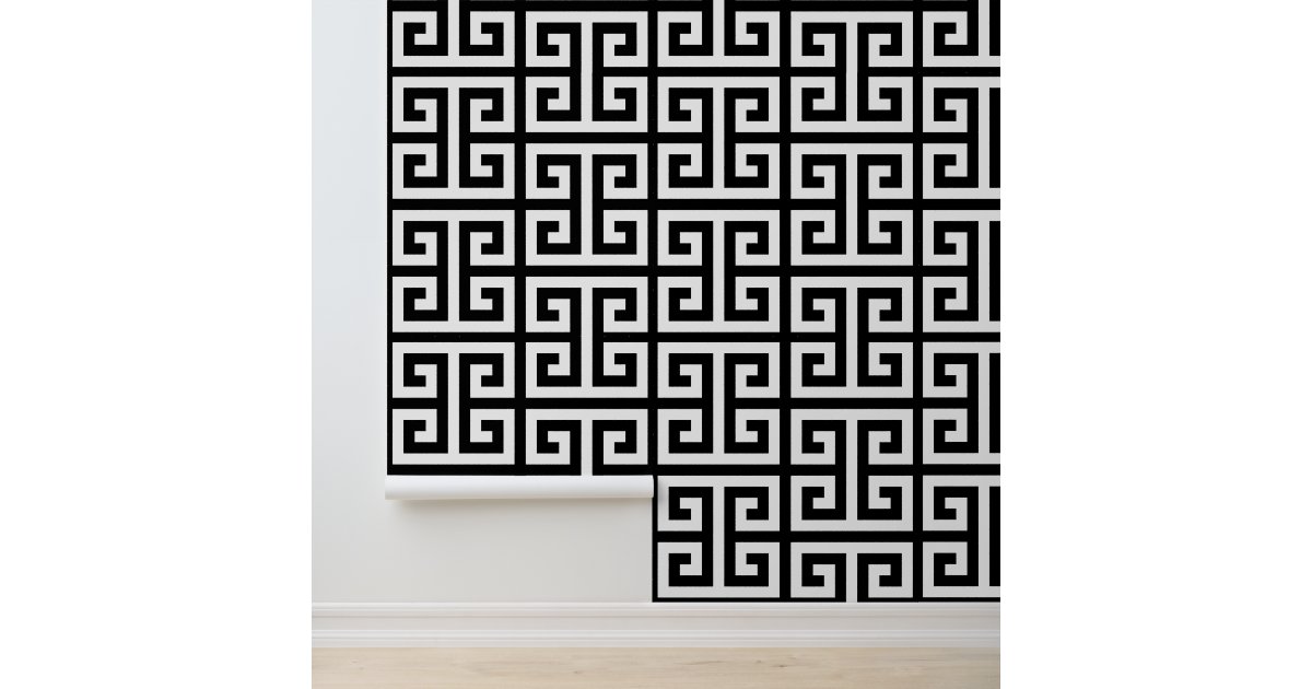 Black and White Large Greek Key Wallpaper | Zazzle