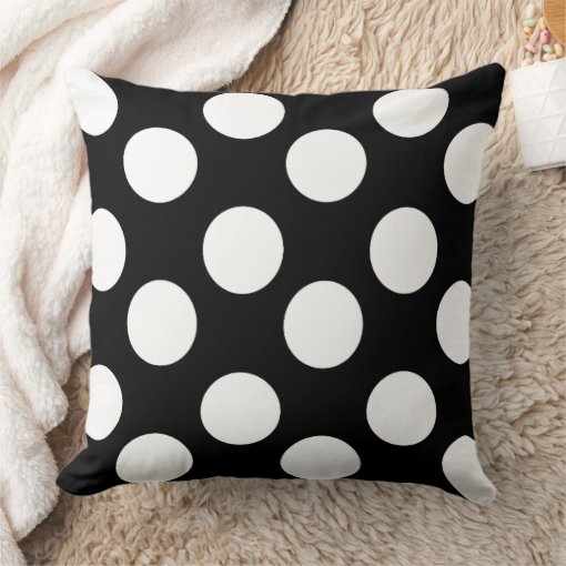 Black and White Large Polka Dot Accent Pillo Throw Pillow | Zazzle