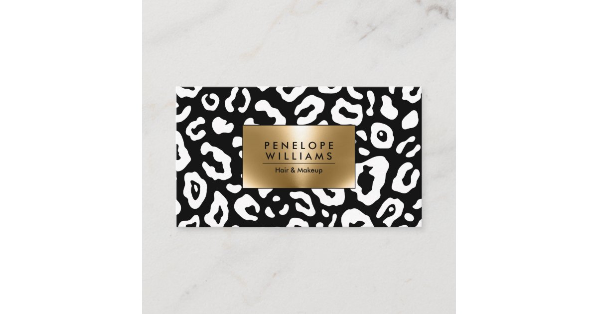 Black and White Leopard Print Business Card | Zazzle