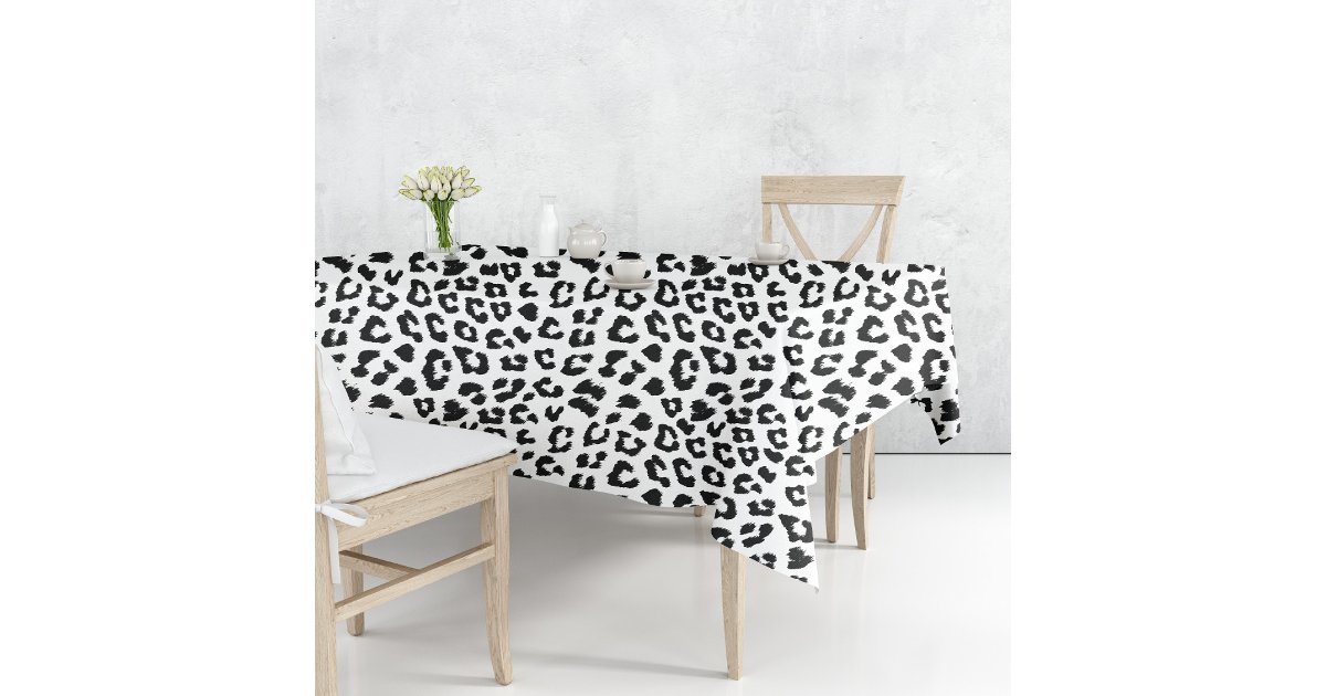 Black and White Leopard Print Tablecloth | Zazzle