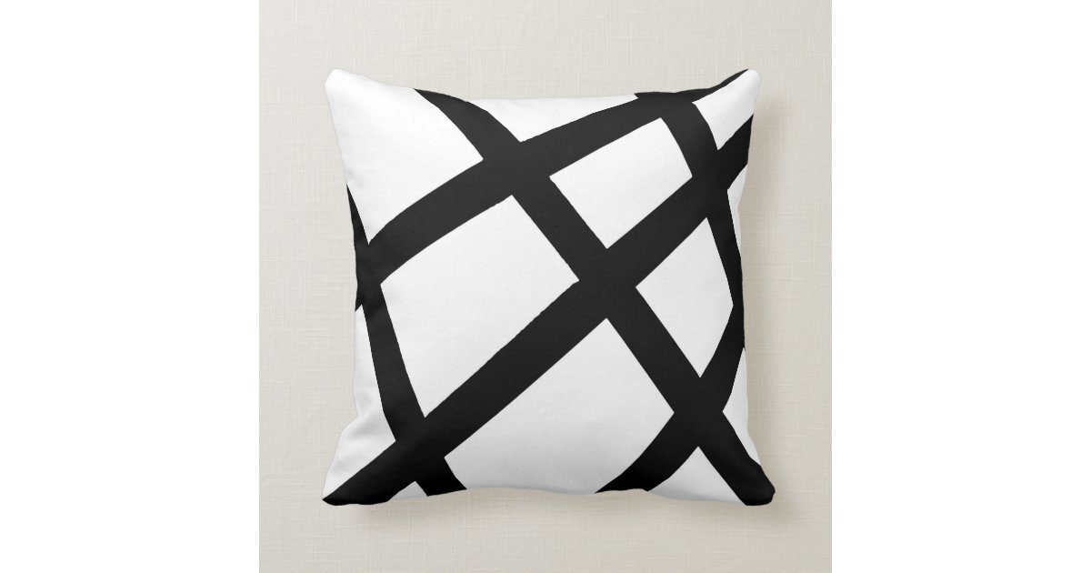 Black and White Linear Geometric 2 Throw Pillow | Zazzle.com
