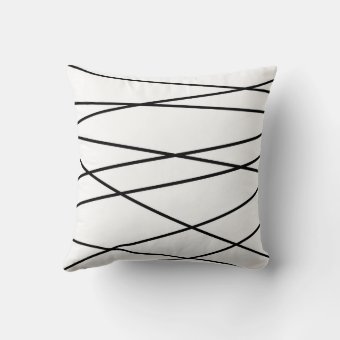 Black and White Linear Geometric Throw Pillow | Zazzle