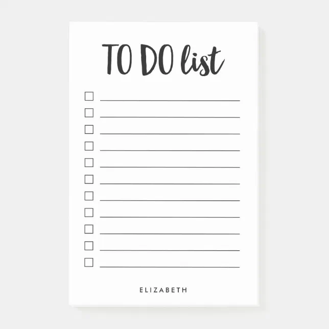 Black and White | Lined Personalized To Do List Post-it Notes | Zazzle