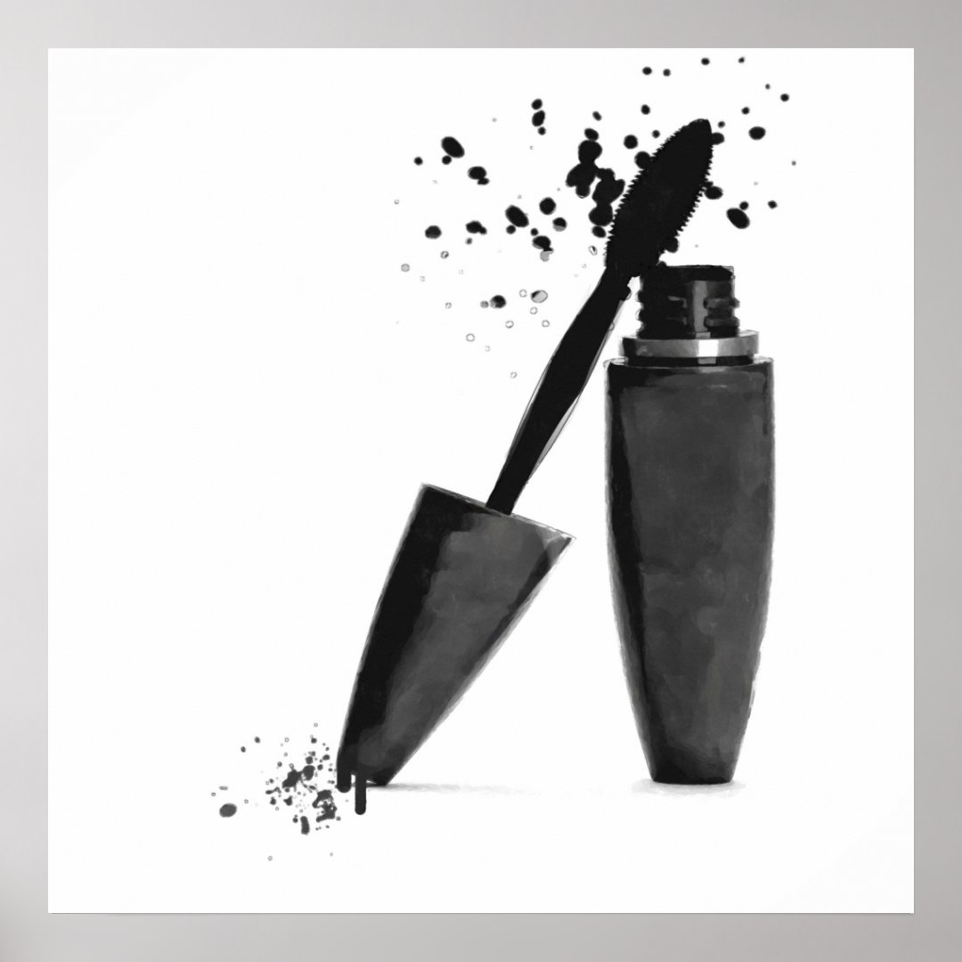 Black and white makeup beauty mascara fashion poster | Zazzle