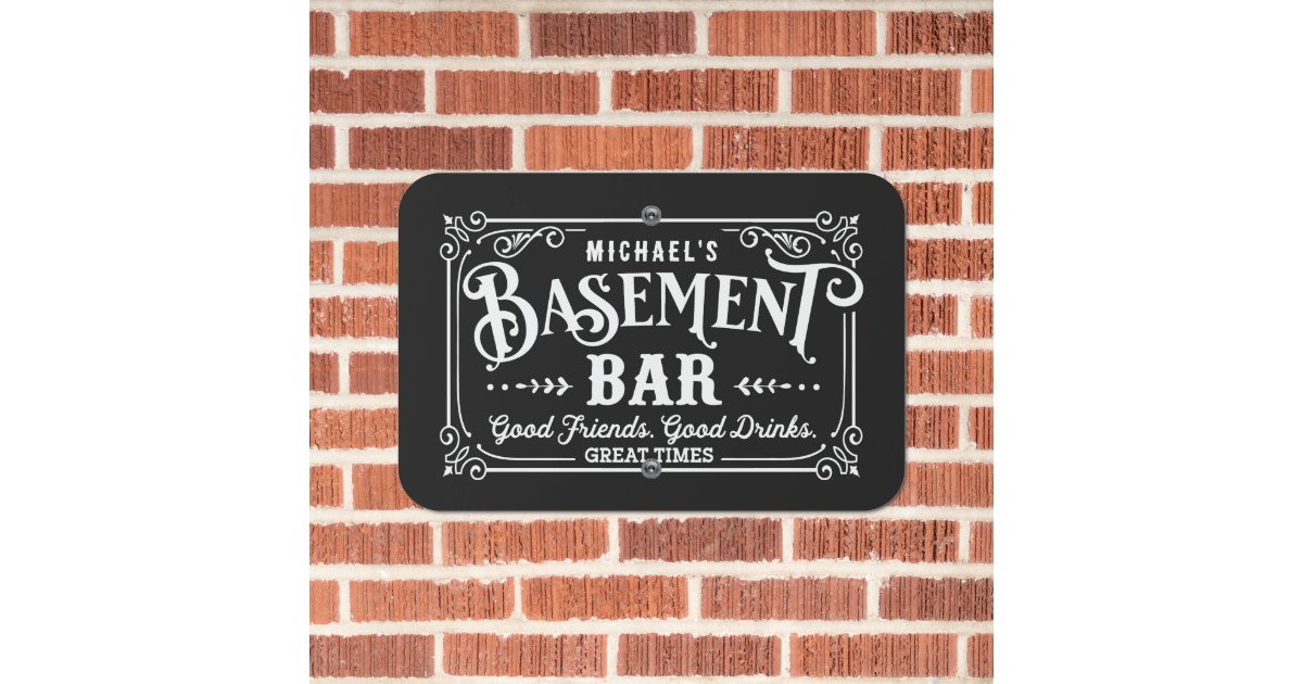 Black and White Man Cave | Basement Bar Metal Sign | Zazzle