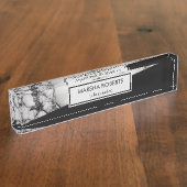 Black And White Marble And Triangle Desk Name Plate | Zazzle