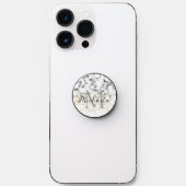Black and white marble gold sparkle flake Monogram PopSocket | Zazzle